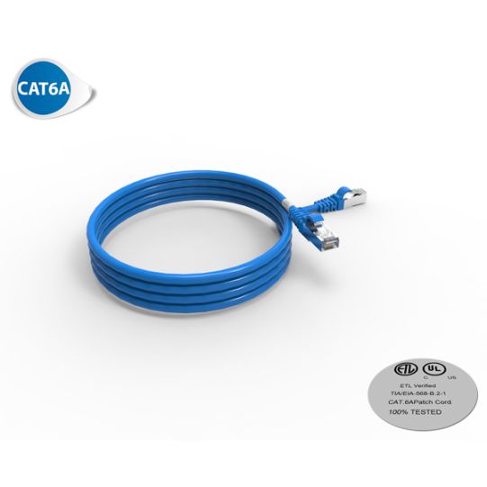 Cordon RJ45 cat 6a SFTP 100 Ohms LSOH, bleu, 2m